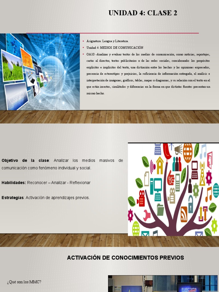 CLASE 2- 8° Lenguaje (Unidad 3) | PDF | Comunicación | Medios de comunicación)