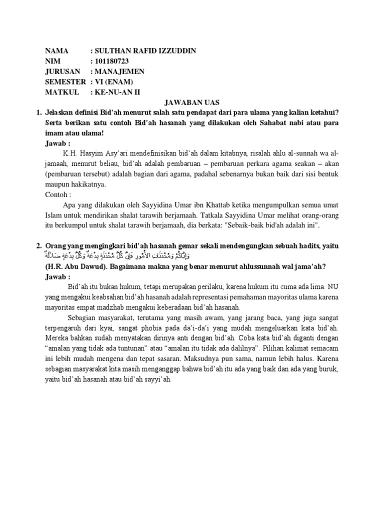 Definisi dan Contoh Bid'ah Hasanah dalam Islam | PDF