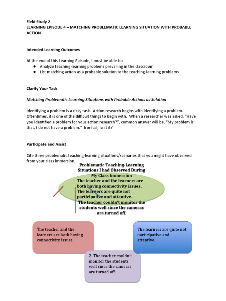 Matching Problematic Learning Situations With Probable Actions As Solution | PDF | Learning ...