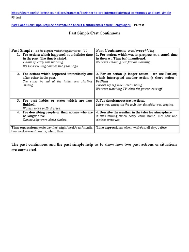 Past Simple vs. Past Continuous Guide | PDF