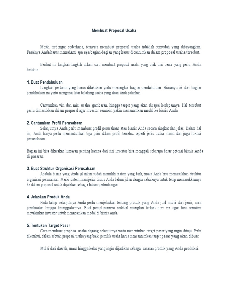 Cara Membuat Proposal Usaha Efektif | PDF
