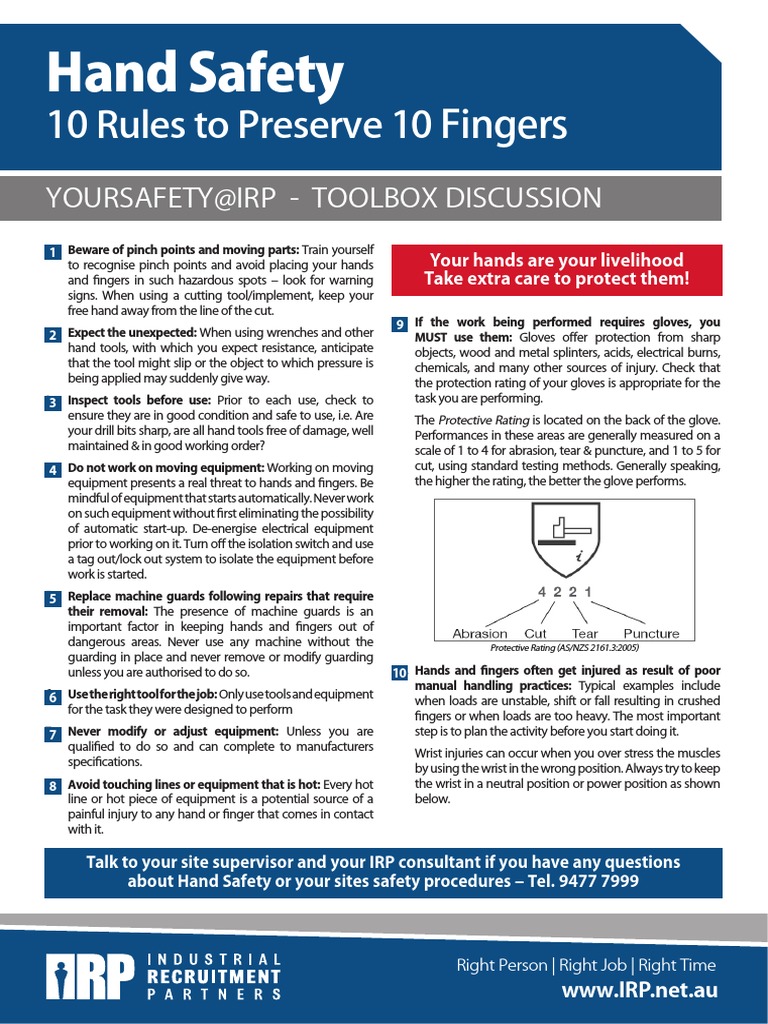IRP-Toolbox HandSafety | PDF | Glove | Hand