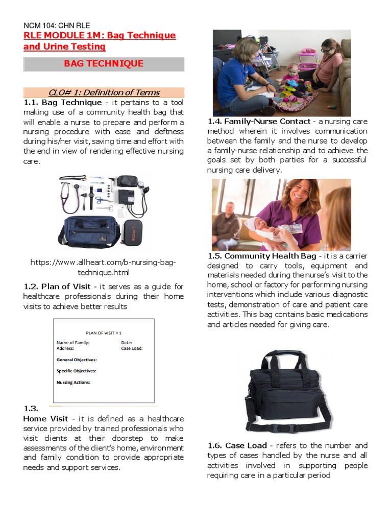 Community Health Nursing Bag Technique and Home Visits | PDF | Urine ...