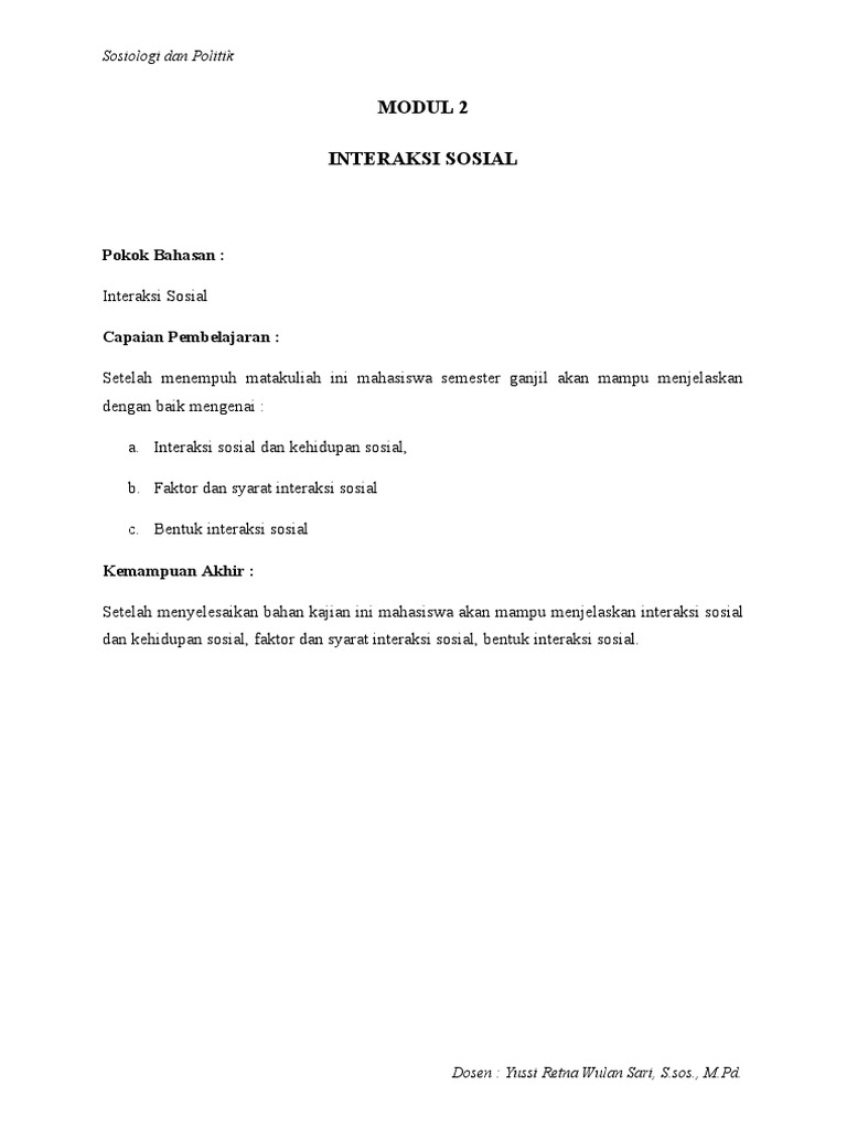 Modul 3 BAB II Interaksi Sosial | PDF | Politik