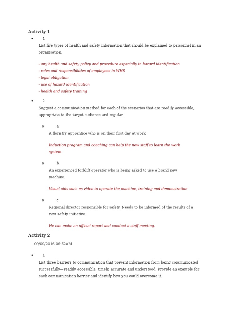 Activity 1 | PDF | Occupational Safety And Health | Employment