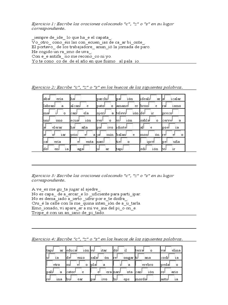 Ejercicio C, S, Z | PDF | Idiomas