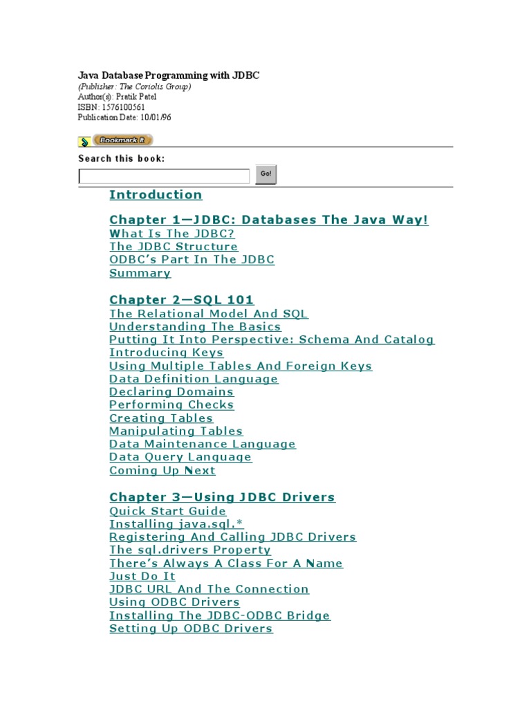 Java Database Programming With Jdbc Pdf Databases Sql
