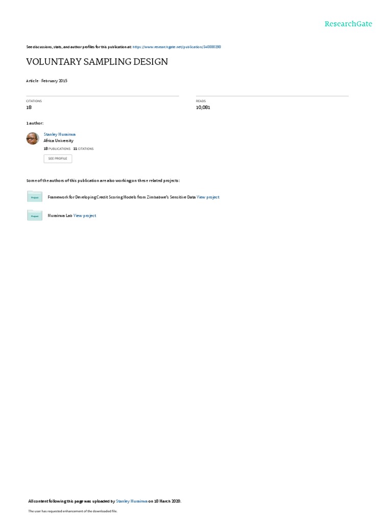 Voluntary Sampling Design: February 2015 | Download Free PDF | Sampling (Statistics) | Survey ...