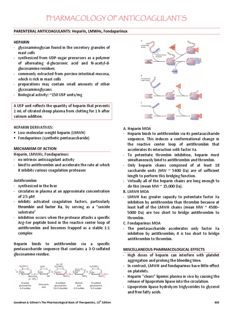 (CV2) Pharmacology of Anticoagulants | PDF | Coagulation | Thrombosis