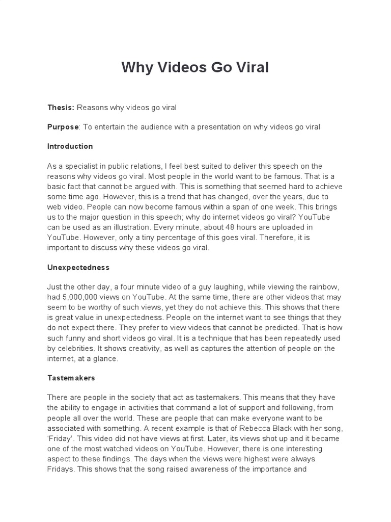 Entertainment Speech Sample | PDF | Viral Video | You Tube