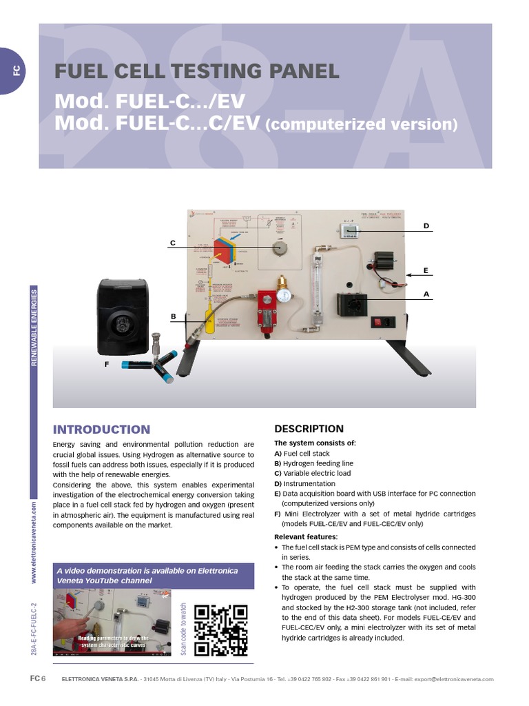 Mod. FUEL-C... /EV Mod. FUEL-C... C/EV: Fuel Cell Testing Panel | PDF ...