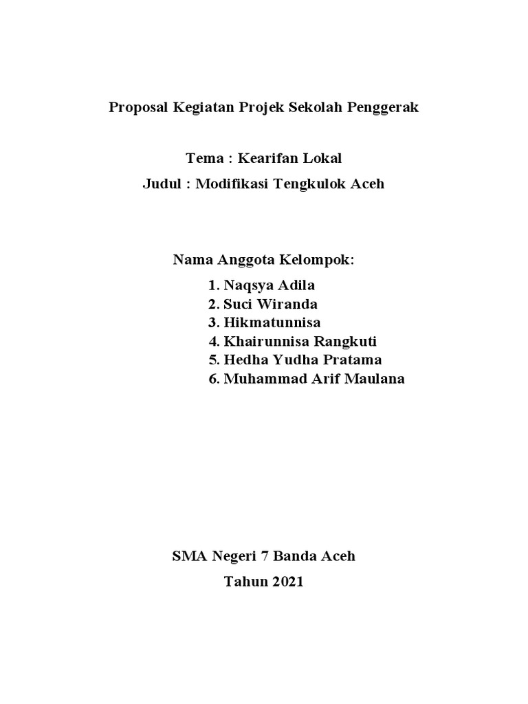 Contoh Proposal Projek Sekolah Penggerak | PDF | Griya & Taman