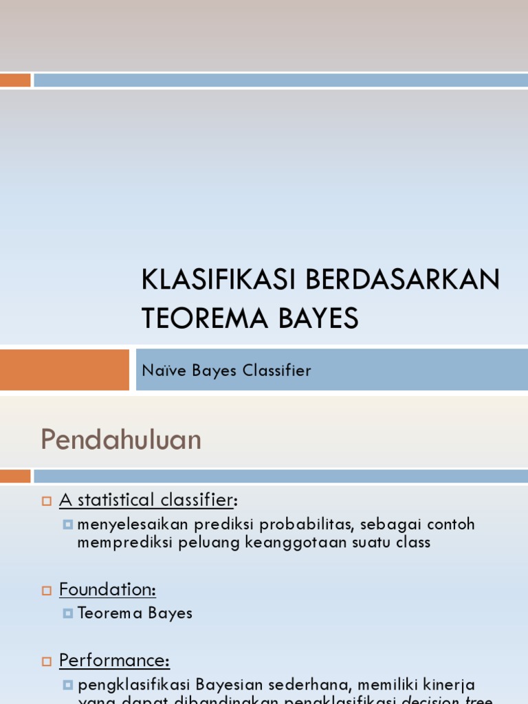 Klasifikasi Berdasarkan Teorema Bayes | PDF