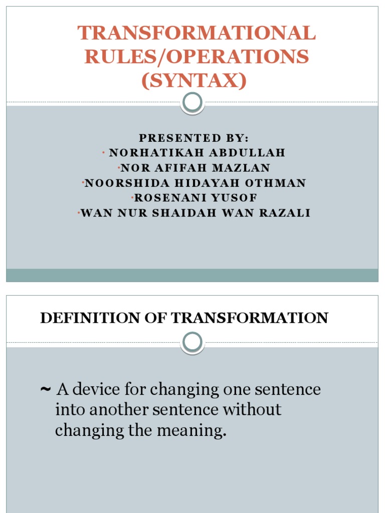 Transformational Rules | PDF | Verb | Phrase
