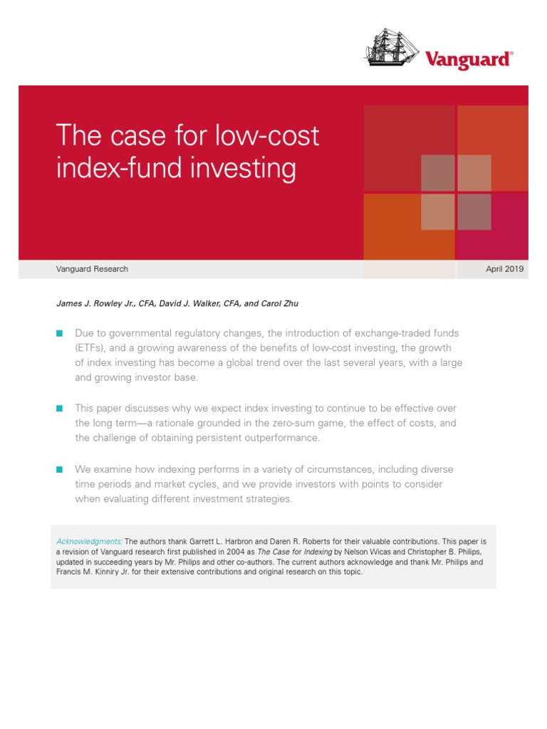 The Case For Low-Cost Index-Fund Investing: Vanguard Research April ...
