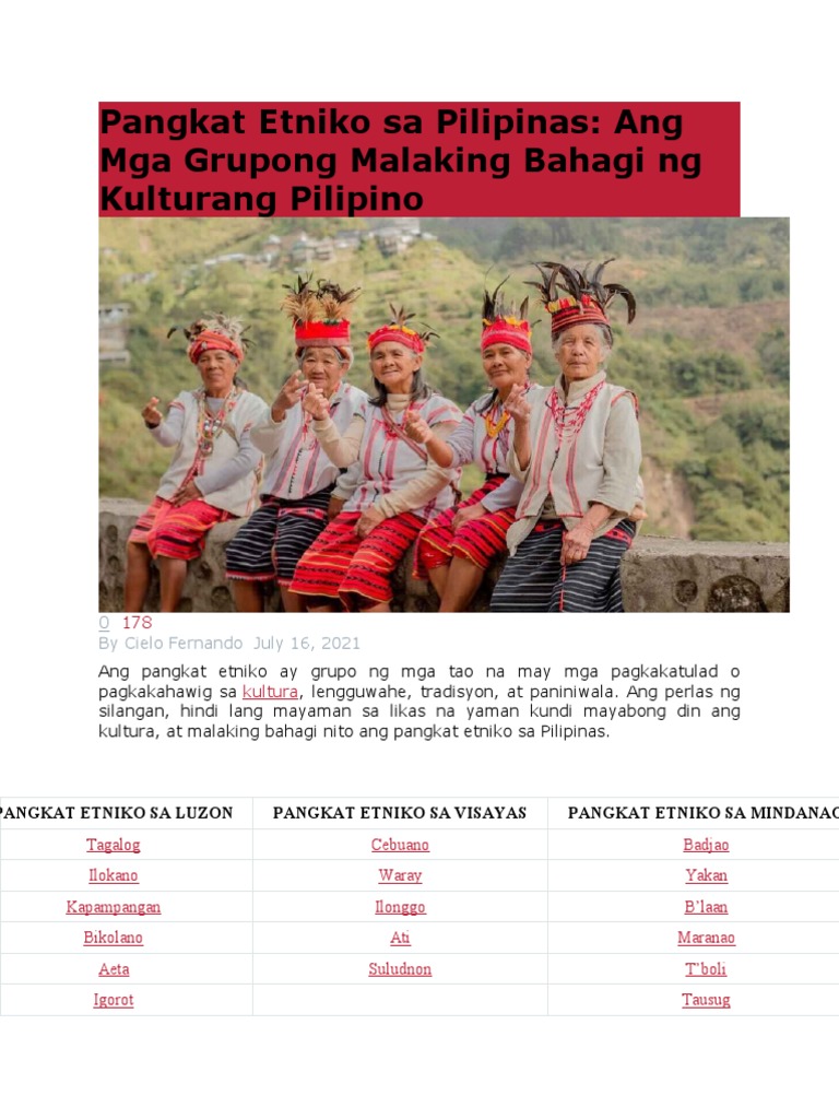 Pangkat Etniko Sa Pilipinas | PDF