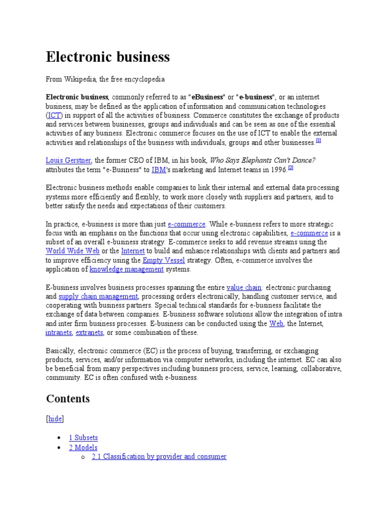 Electronic Business: Electronic Business, Commonly Referred To As ...