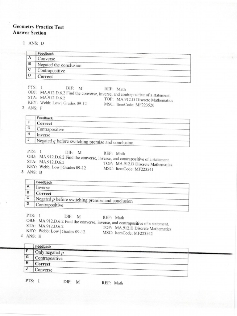 Geometry EOC Review - Practice Packet - ANSWER KEY | PDF