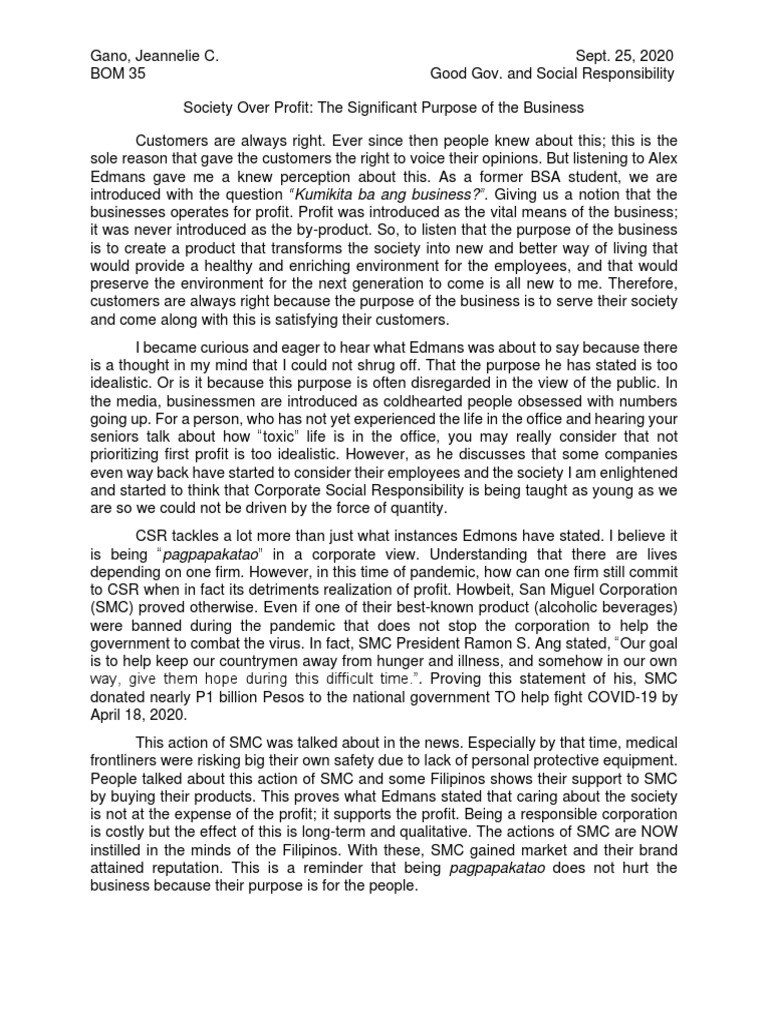 Reaction - Reflective Paper For Alex Edman's TED Talk - GANO | PDF ...