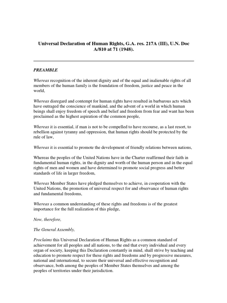 Universal Declaration | PDF | European Convention On Human Rights ...
