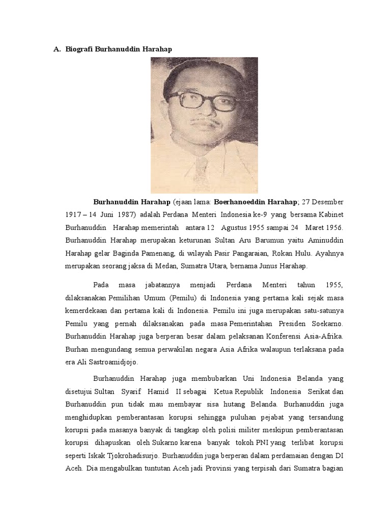 Kabinet Burhanuddin Harahap 1955-1956 | PDF