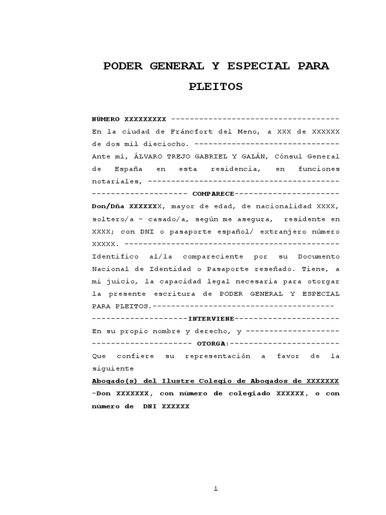 Modelo Poder General y Especial para Pleitos | PDF | Justicia ...