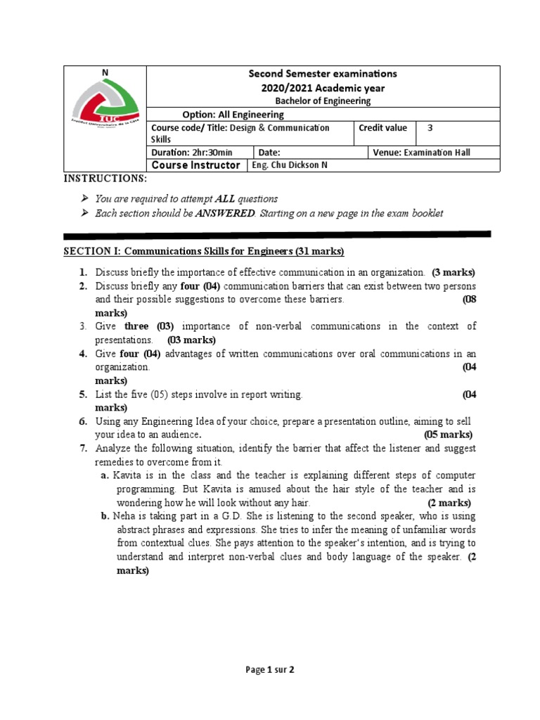 Second Semester Examinations 2020/2021 Academic Year | PDF ...