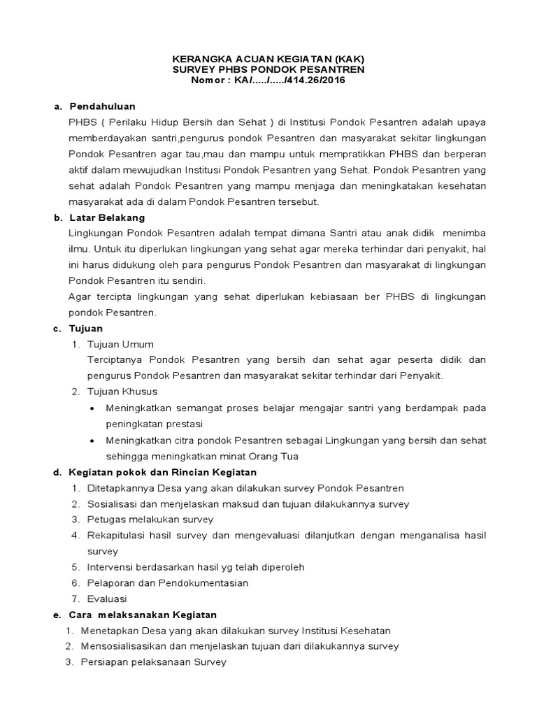 KAK PHBS Ponpes | PDF