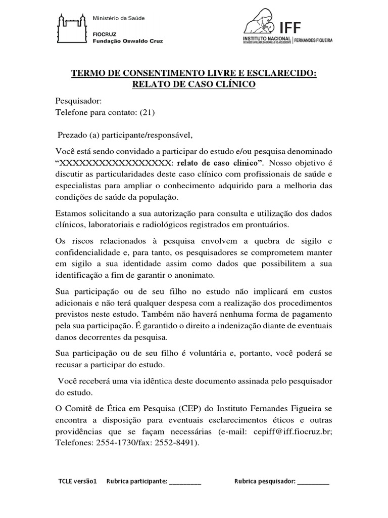 TCLE Relato de Caso | PDF