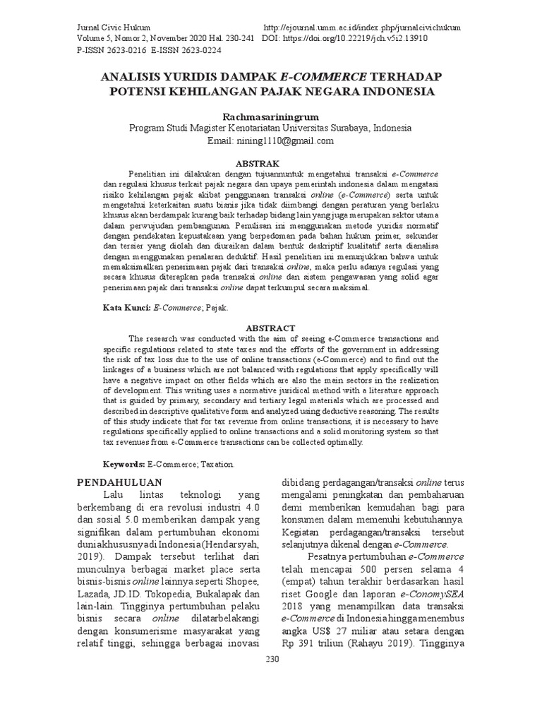 Regulasi Pajak untuk E-Commerce Indonesia | PDF | Pengelolaan Keuangan ...