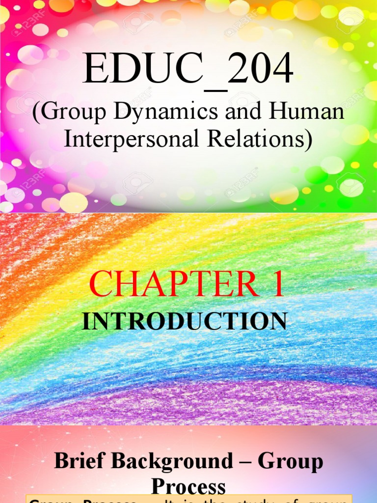 CHAPTER 1 Group Dynamics | PDF | Self Esteem | Interpersonal Relationships