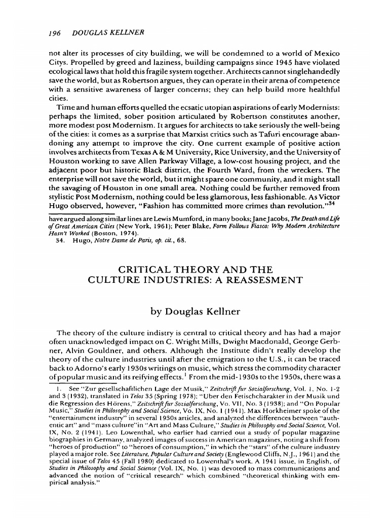 Theodor Adorno Theory Of Culture Industry at Jeremy Tellez blog