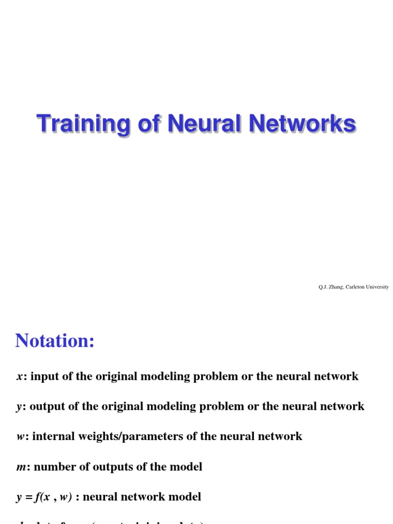 Training of Neural Networks: Q.J. Zhang, Carleton University | PDF | Artificial Neural Network ...
