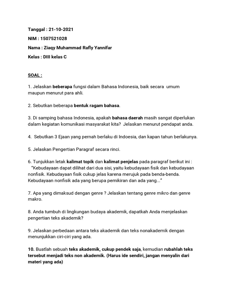 Ziaqy M Rafly - 1507521028 UTS B INDO | PDF