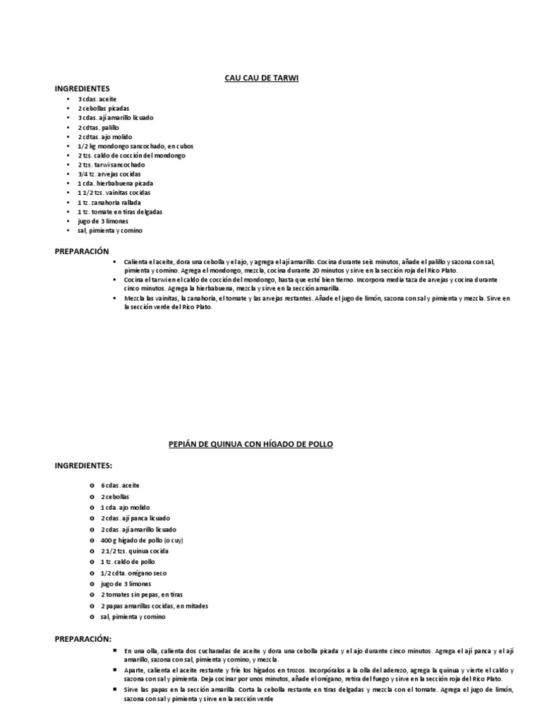 Cau Cau de Tarwi: Un plato equilibrado con ingredientes andinos | PDF ...