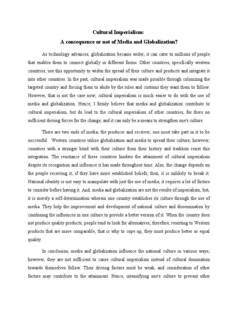 CW Module 5 Assessment - Cultural Imperialism | PDF | Globalization ...