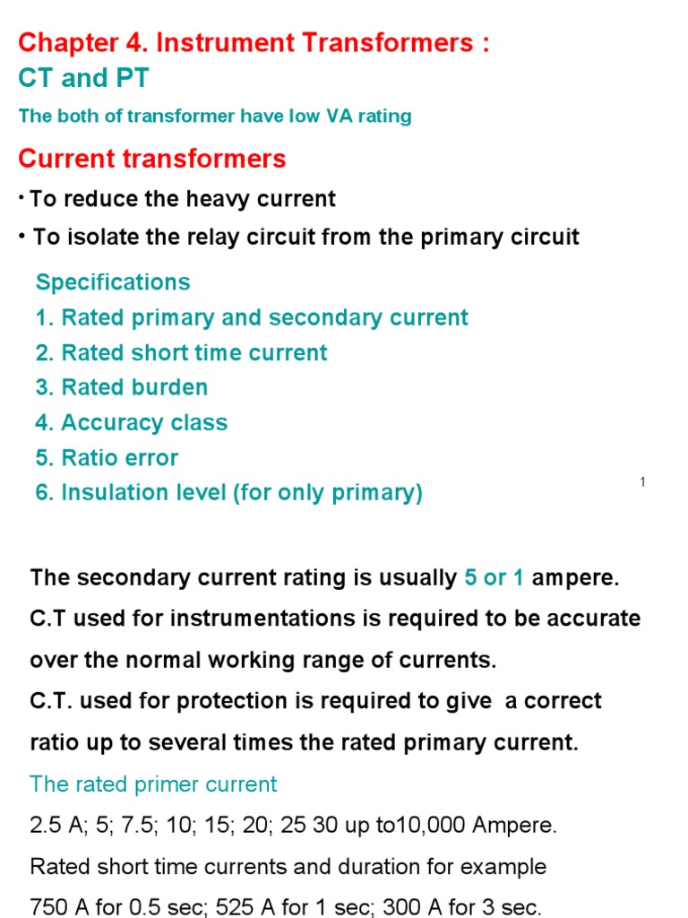CT and PT: Chapter 4. Instrument Transformers | PDF | Electromagnetism ...