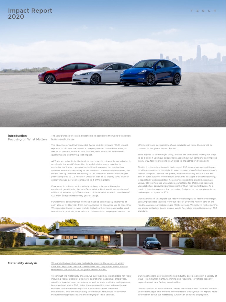 Tesla 2020 Impact and Sustainability Report | PDF | Life Cycle ...