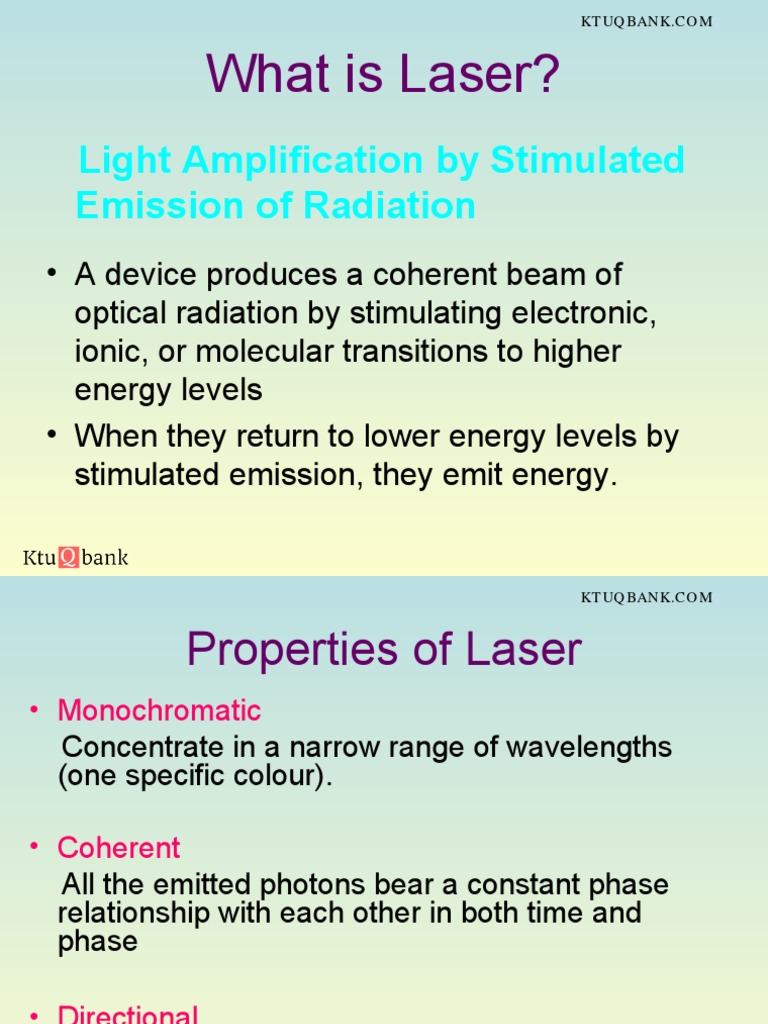 What Is Laser?: Light Amplification by Stimulated Emission of Radiation | PDF | Laser | Emission ...