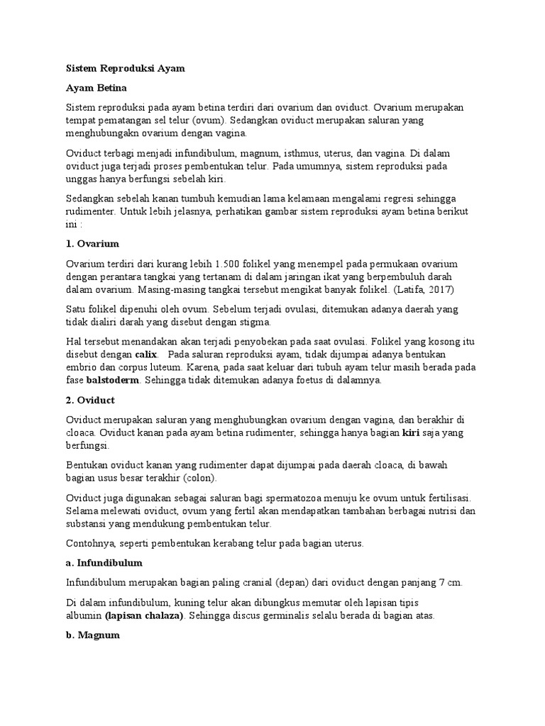 Sistem Reproduksi Ayam | PDF