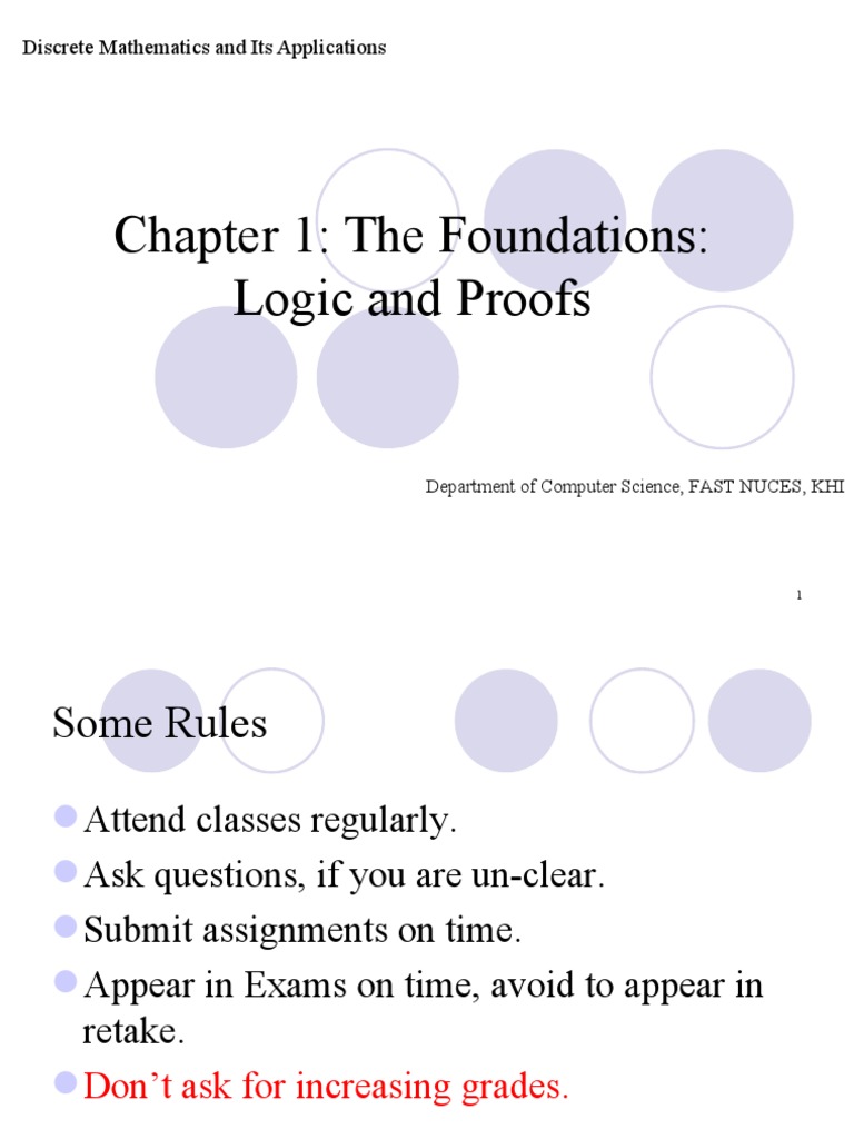 Chapter 1: The Foundations: Logic and Proofs: Discrete Mathematics and ...
