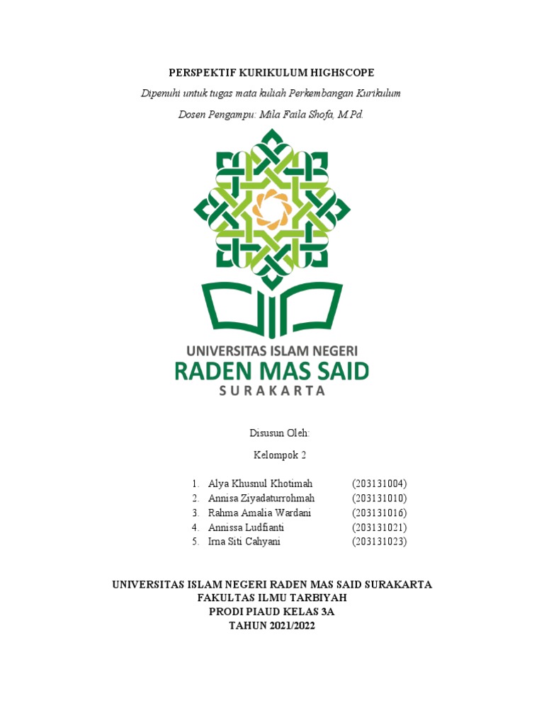 Perspektif Kurikulum Highscope | PDF | Karier & Perkembangan