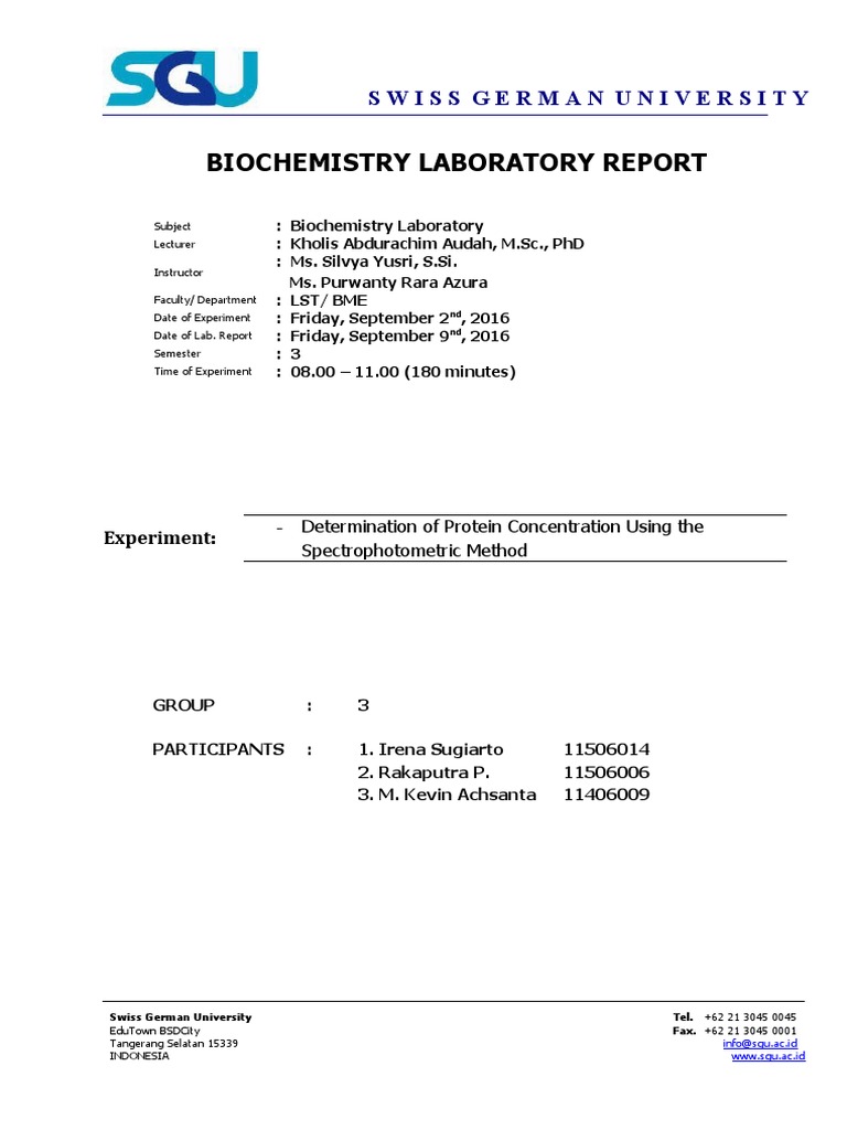 Biochem Lab Report 1 - Group 3 | PDF | Spectrophotometry | Chemistry