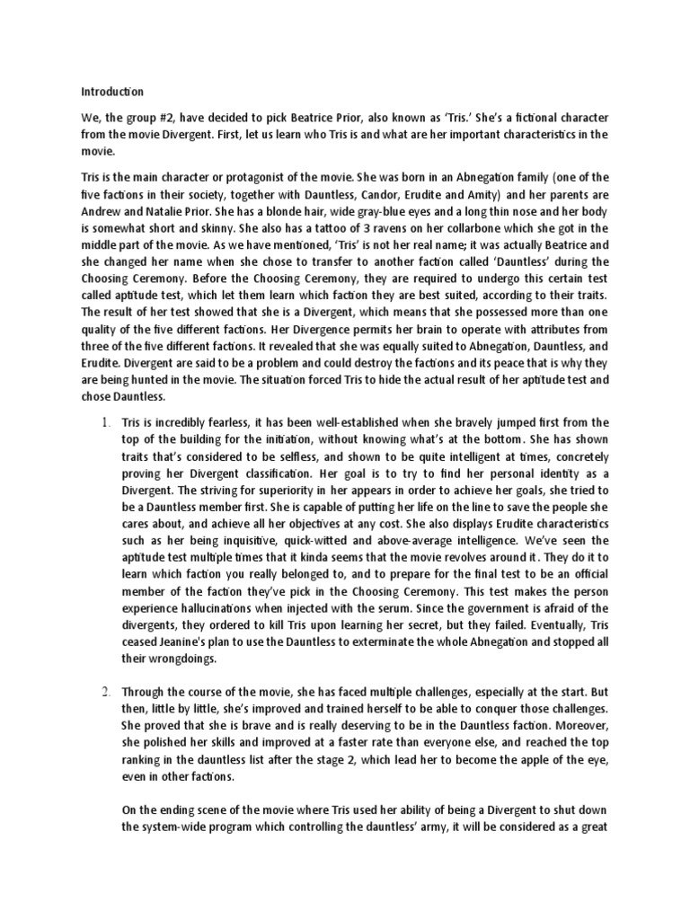 GROUP ASSIGNMENT 1 1 Updated | PDF | Divergent (Novel)