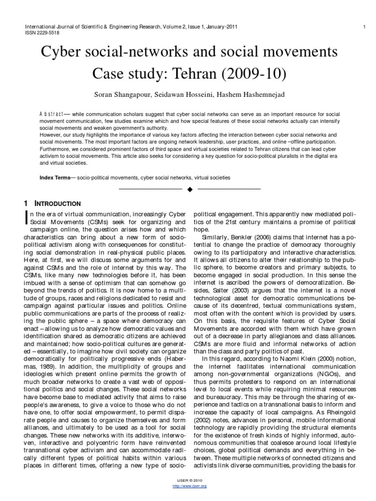 Cyber Social-Networks and Social Movements Case-Study | PDF | Social ...