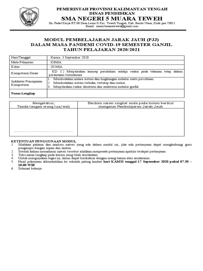 Modul 4 Kimia Kelas XI MIA KD 3.2 Energi Dan Reaksi Dalam Termokimia | PDF | Sains & Matematika