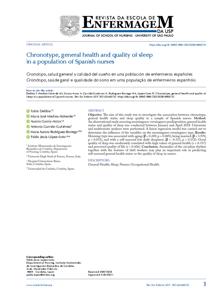 Calidad De Sue o Enfermeras 2021 PDF Confidence Interval