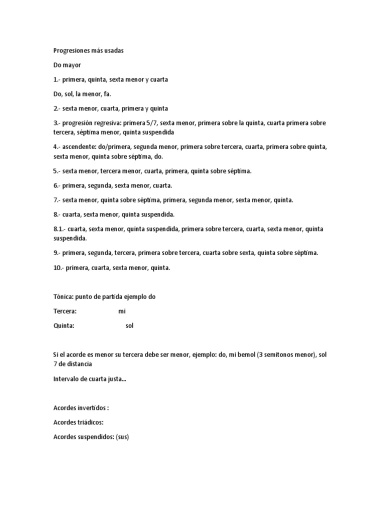 Progresiones, Acordes y Escalas | PDF | Acorde (Música) | Escala (música)