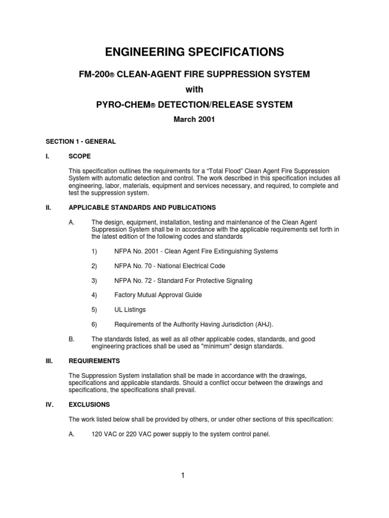 FM200 Engineering Specs 2001 | PDF