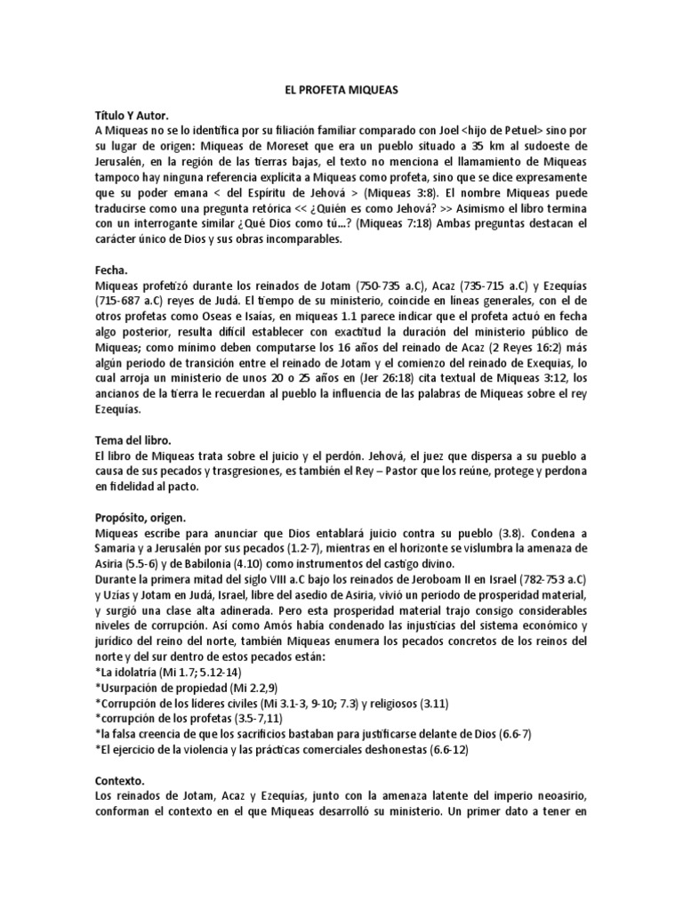 El Profeta Miqueas - 2 | PDF | Mesías | Creencia religiosa y doctrina